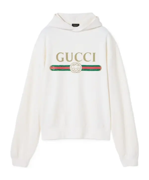 Gucci Jersey Hoodie With Interlocking G Print - White