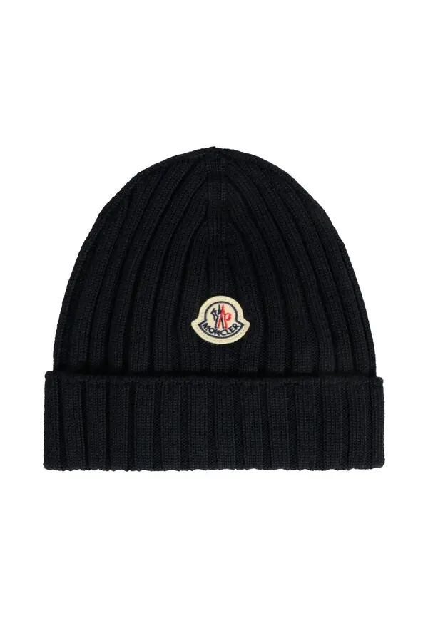 Moncler Logo Patch Beanie - Black