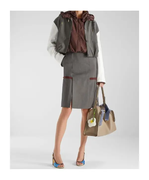 Fendi Mohair Midi Skirt With Side Slits