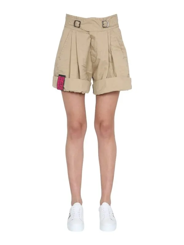 Dsquared2 High-rise Wide Leg Shorts - Nude