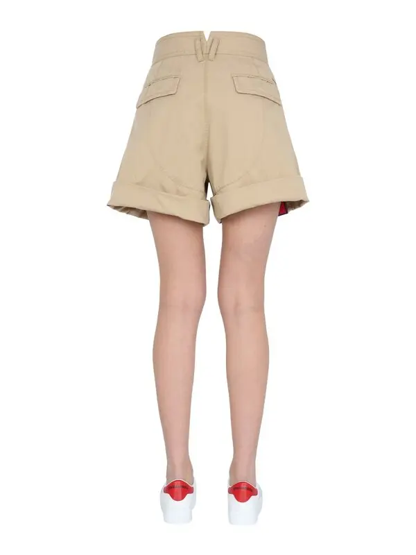 Dsquared2 High-waisted Wide-leg Shorts - Nude