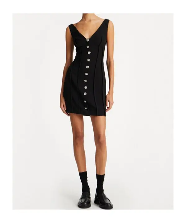 ROTATE BY BIRGER CHRISTENSEN Rose-buttoned Mini Dress