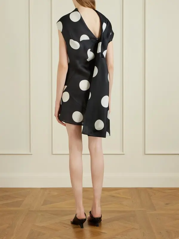 Khaite Polka Dot High Neck Dress - Black