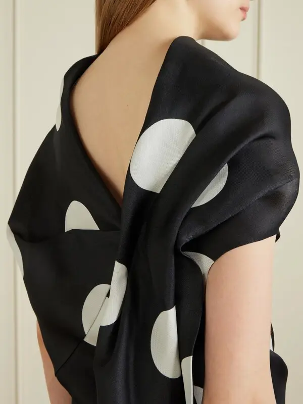 Khaite Polka Dot High Neck Dress - Black