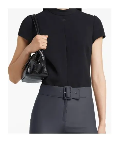 COURREGES Short Sleeve Embroidered Logo Top