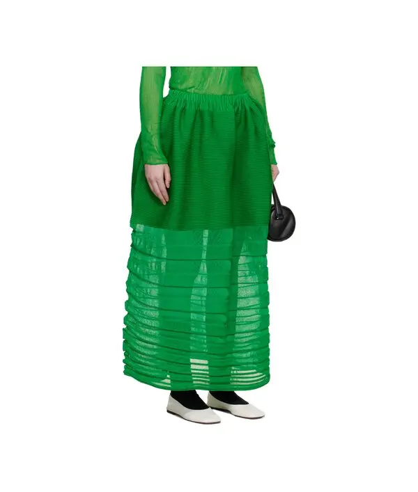 Issey Miyake Ribbed Knit Midi Skirt