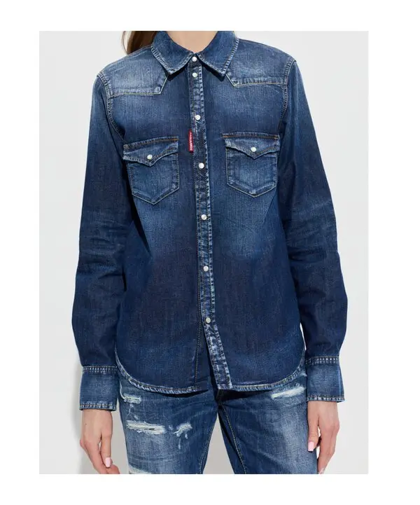 Dsquared2 Long Sleeve Denim Shirt - Blue