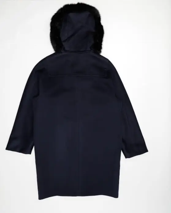 Max Mara Hooded Wool Coat With Fur Trim