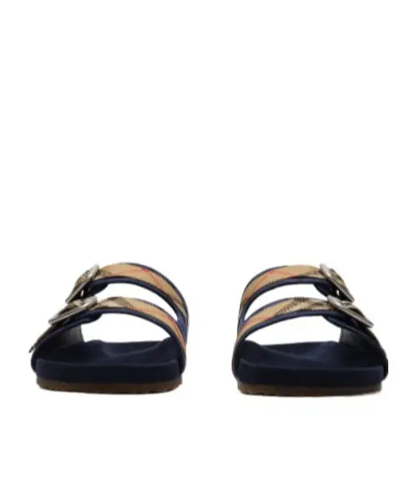 Burberry Urchin Double Strap Slides - Navy