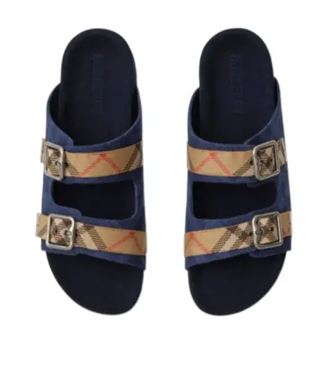 Burberry Urchin Double Strap Slides - Navy