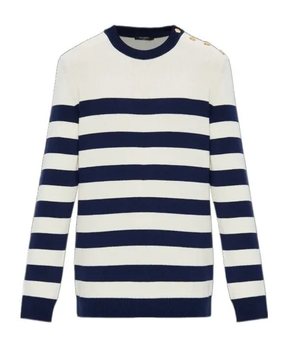 Balmain Striped Crew Neck Jumper