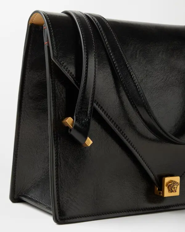 Versace Severine Leather Shoulder Bag - Black