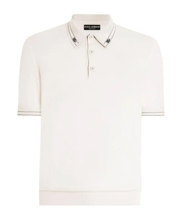 Dolce & Gabbana Dolce Gabbana Silk Short-sleeve Polo Shirt - White