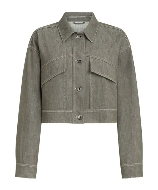 Brunello Cucinelli Monili Denim-effect Twill Outerwear Jacket - Gray