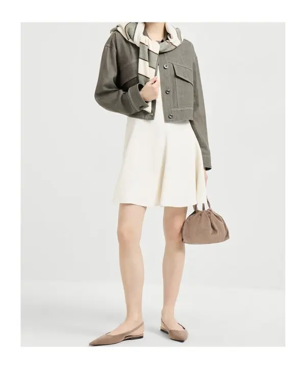 Brunello Cucinelli Monili Denim-effect Twill Outerwear Jacket - Gray
