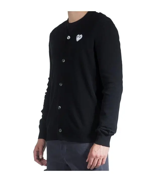 Play Comme Des Garcon V-neck Button-front Cardigan - Black