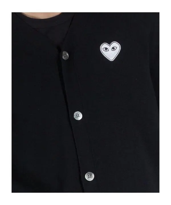 Play Comme Des Garcon V-neck Button-front Cardigan - Black