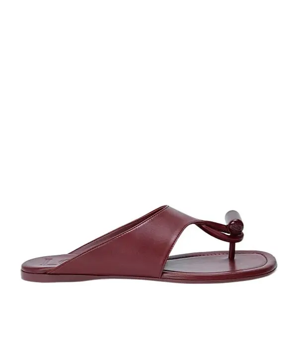 Loewe Toggle Flat Sandal In Shiny Smooth Calfskin - Red