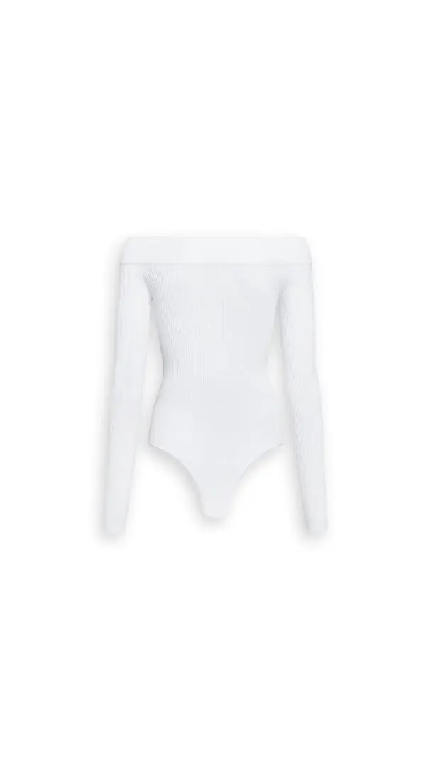 Alaïa Off-shoulder Ribbed Bodysuit - White