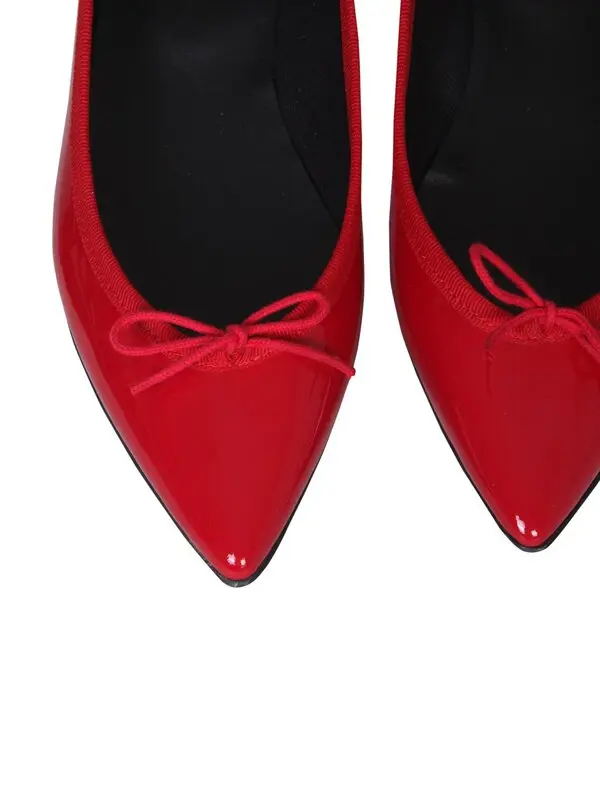 Repetto Pointed Design Flats With Bow Detailing - Red