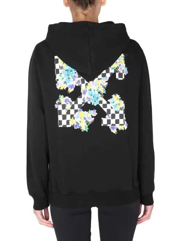 Off-White Checked Arrows Floral Hoodie