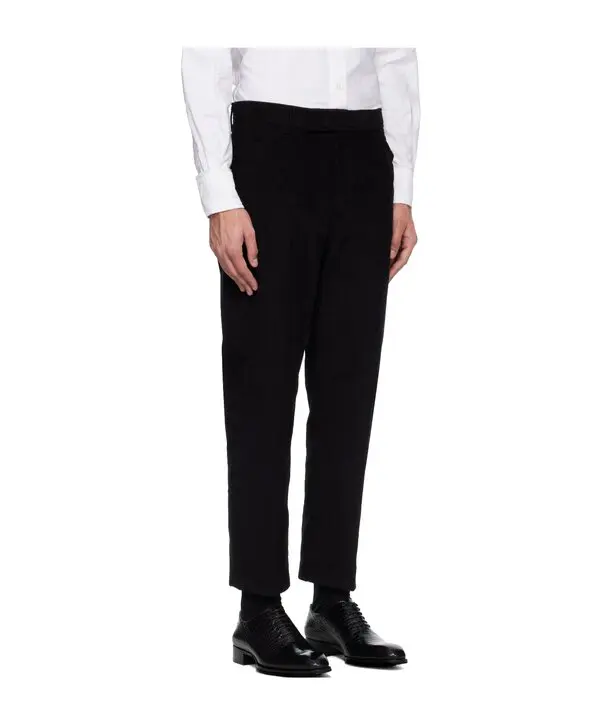 Thom Browne Corduroy Stripe Detail Chino Trousers - Black