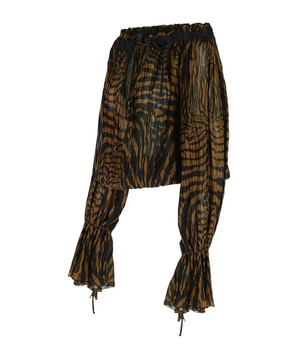 Blumarine Zebra Print Blouse With Lace Trim - Brown