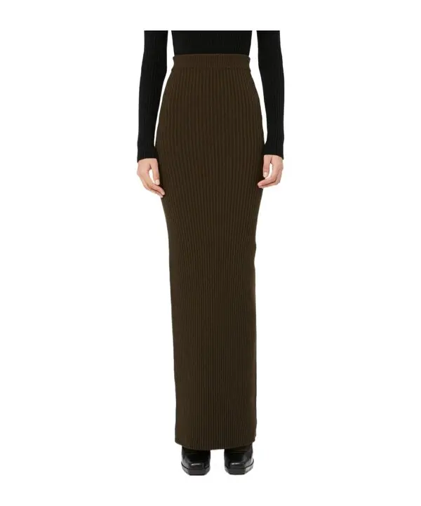 Max Mara Boris Knit Ribbed Maxi Skirt - Green