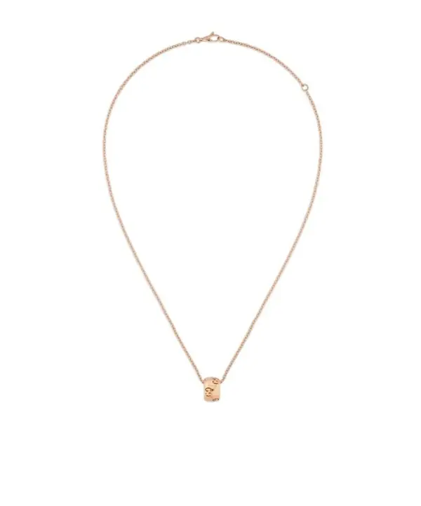 Gucci 18k Gg Pendant Necklace - Rose