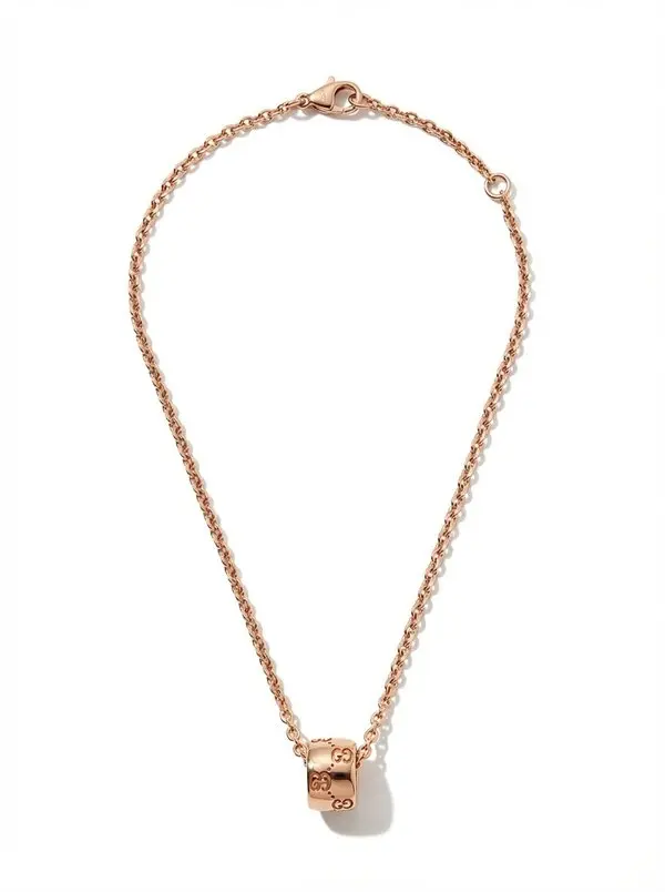 Gucci 18k Gg Pendant Necklace - Rosy