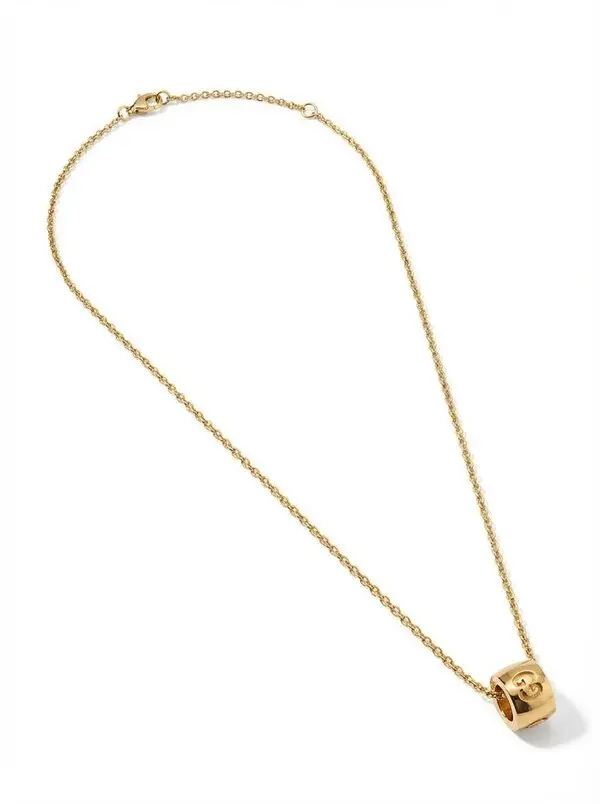 Gucci 18k Gold Gg Pendant Necklace - Yellow