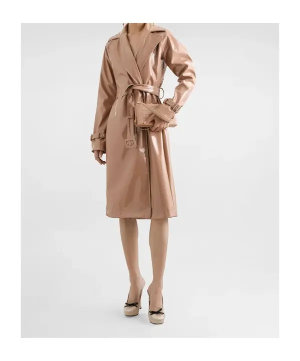 Dolce & Gabbana Belted Faux Leather Coat