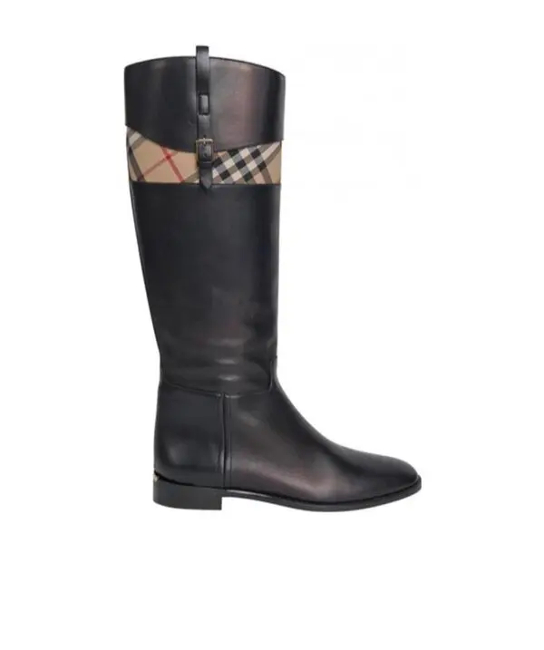 Burberry Knee-high Boots With Checked Paneling