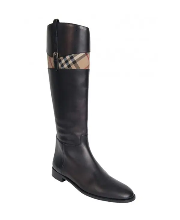 Burberry Knee-high Boots With Checked Paneling