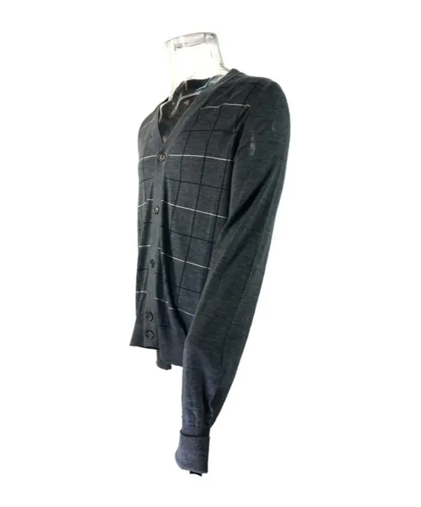 Dunhill V-neck Long-sleeve Sweater With Checkered Pattern