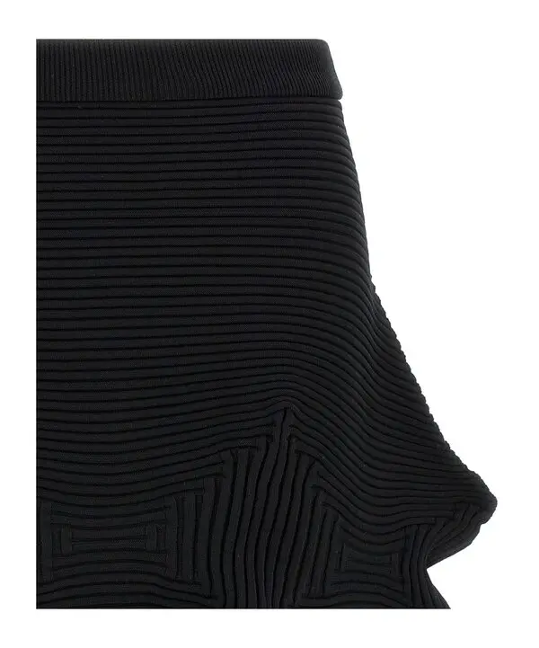 Issey Miyake Linkage Ruffled Knitted Skirt - Black