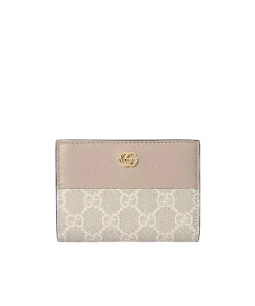 Gucci Bi-color Gg Marmont Small Wallet - Beige/white