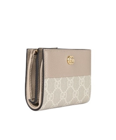 Gucci Bi-color Gg Marmont Small Wallet - Beige/white