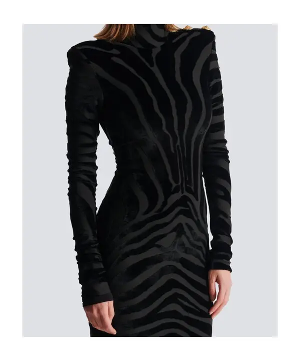 Balmain Zebra-print Velvet Mini Dress