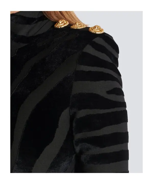 Balmain Zebra-print Velvet Mini Dress