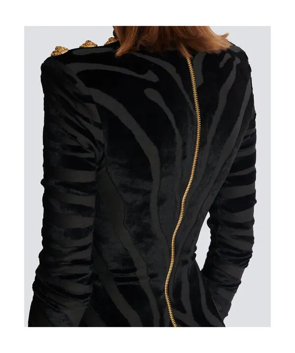 Balmain Zebra-print Velvet Mini Dress
