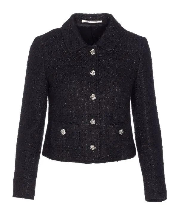 Tagliatore Textured Tweed Jacket With Metal Button Detail