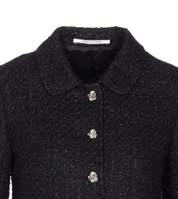 Tagliatore Textured Tweed Jacket With Metal Button Detail