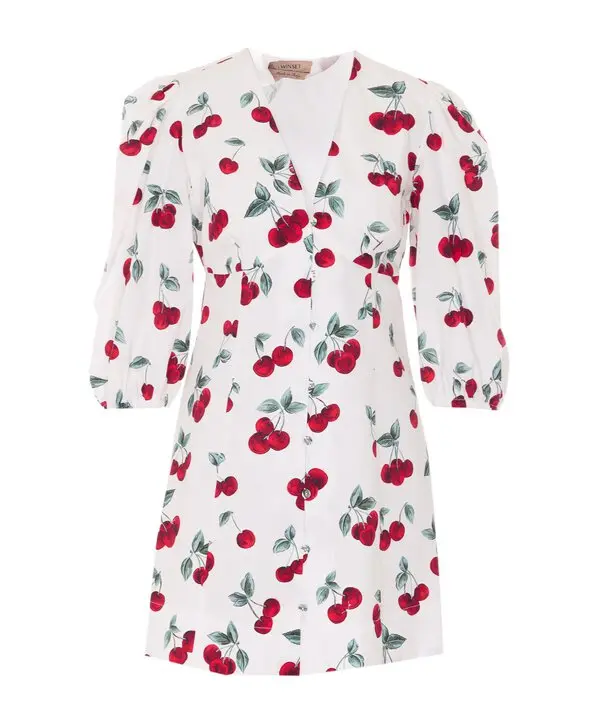 TWINSET Cherry Print Mini Dress - White
