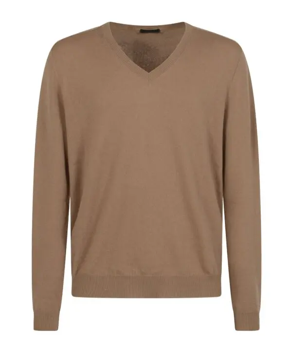 Prada Long-sleeved V-neck Sweater - Camel Brown