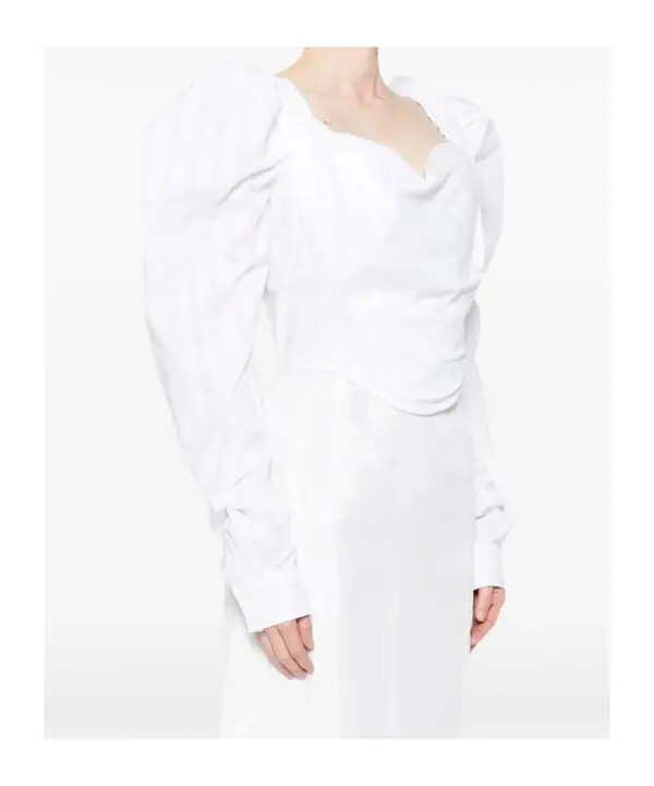 VIVIENNE WESTWOOD Long Sleeve Puff Sleeve Corset Top - White
