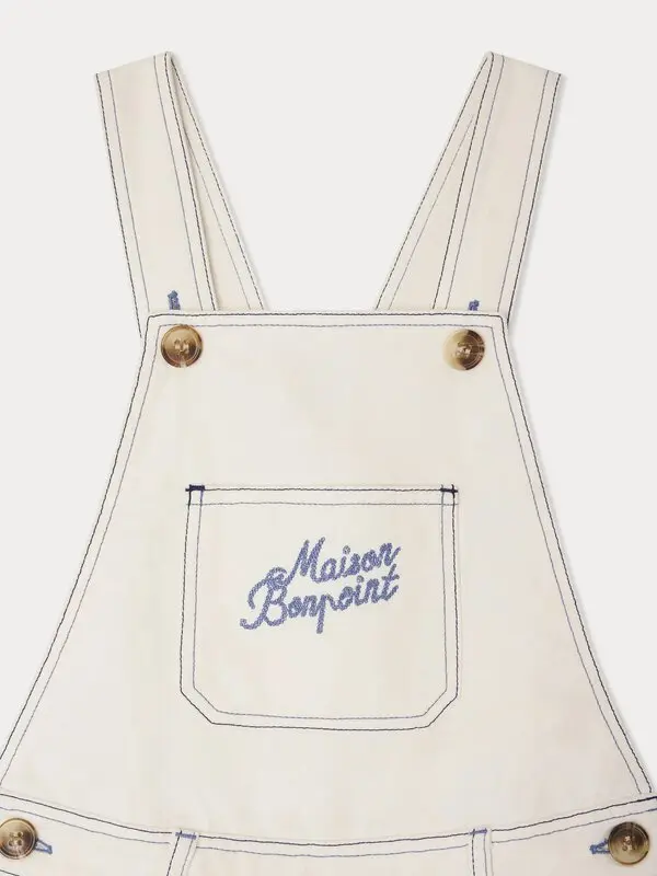 Bonpoint Embroidered Short Overalls