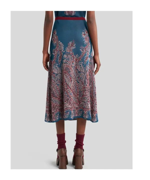Etro Pattern-jacquard Button Detailed Midi Skirt