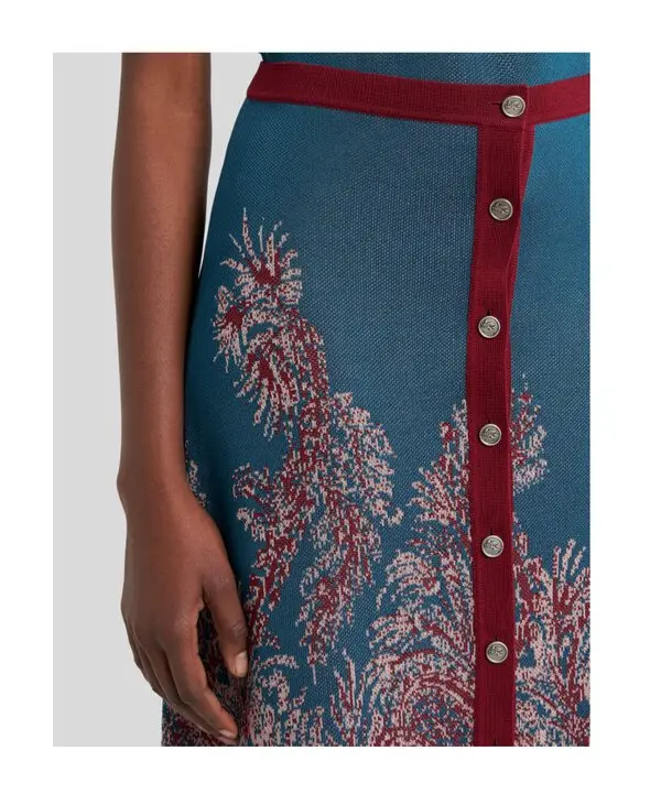 Etro Pattern-jacquard Button Detailed Midi Skirt