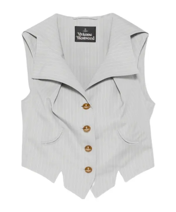 VIVIENNE WESTWOOD Meryl Pinstripe Sleeveless Waistcoat - Light Gray
